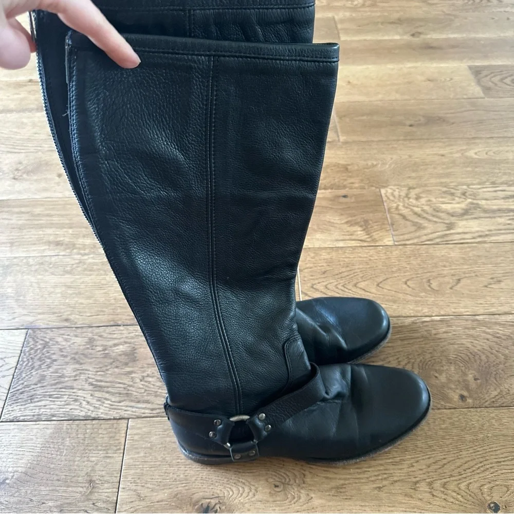 Frye | Shoes | Frye Phillip Harness Tall Black Leather Boots Sz | Poshmark